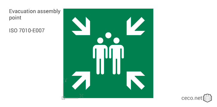 Autocad drawing ISO 7010-E007 Evacuation assembly point